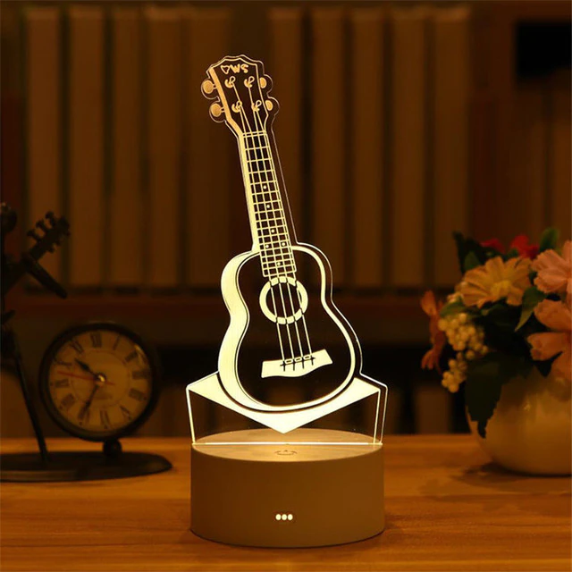 AvaGlow Acrylic Led Lamp & Night Light / Bedside Lamp - Guitar ...
