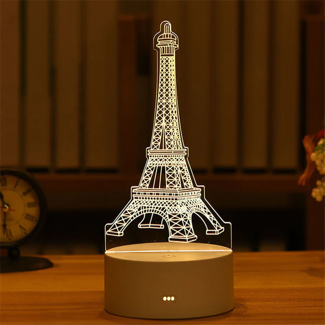 AvaGlow Acrylic Led Lamp & Night Light / Bedside Lamp - Eiffel Tower ...