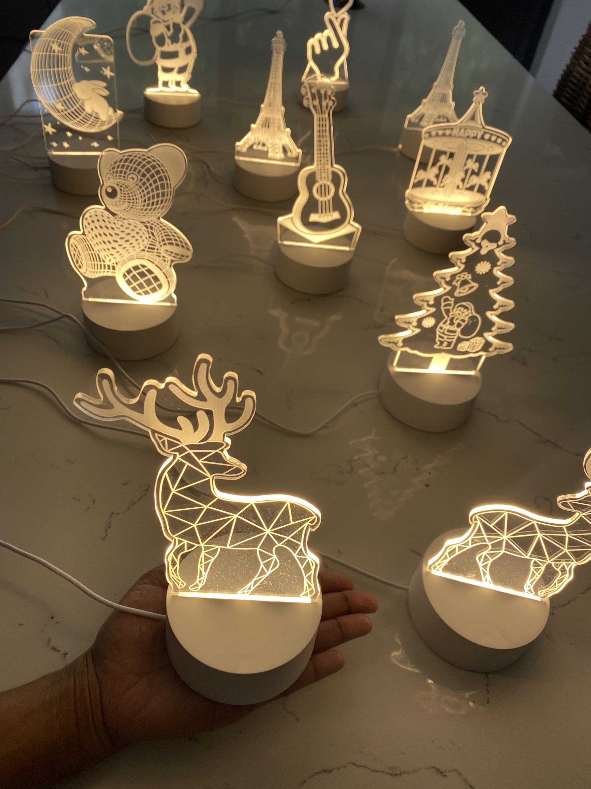 AvaGlow Acrylic Led Lamp & Night Light / Bedside Lamp - Reindeer ...