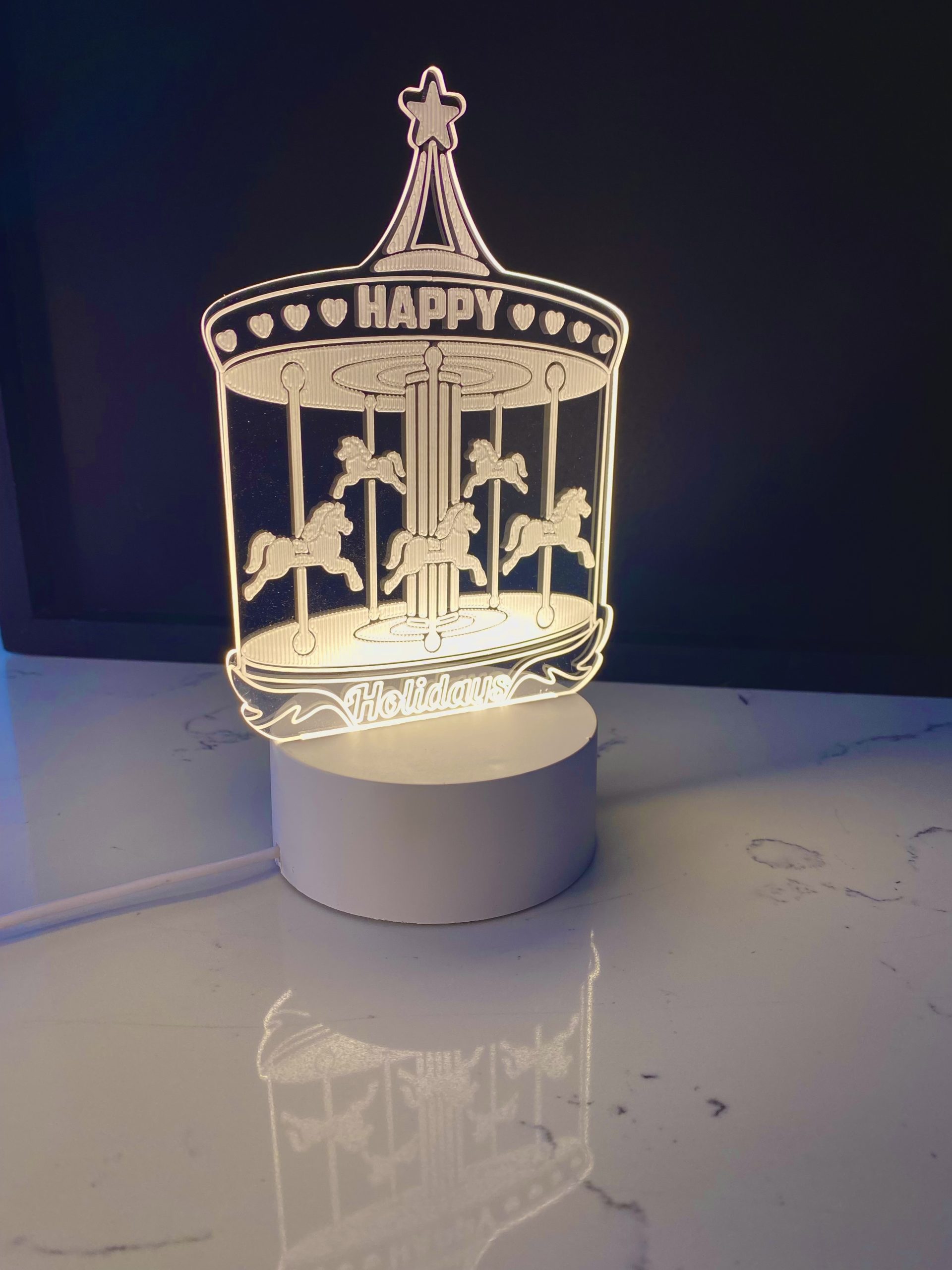 AvaGlow Acrylic Led Lamp & Night Light / Bedside Lamp - Carousel ...